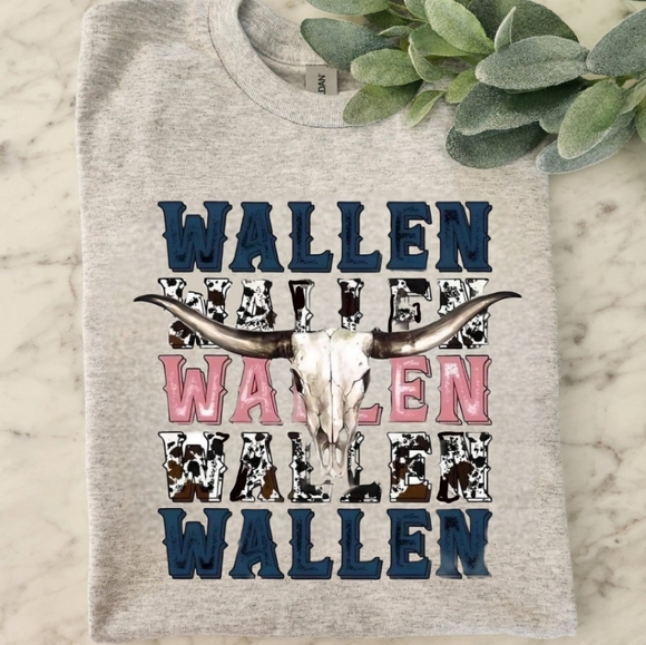 Gildan | Tops | Wallen Shirt Country Bull Skull Popular Trending Cute ...